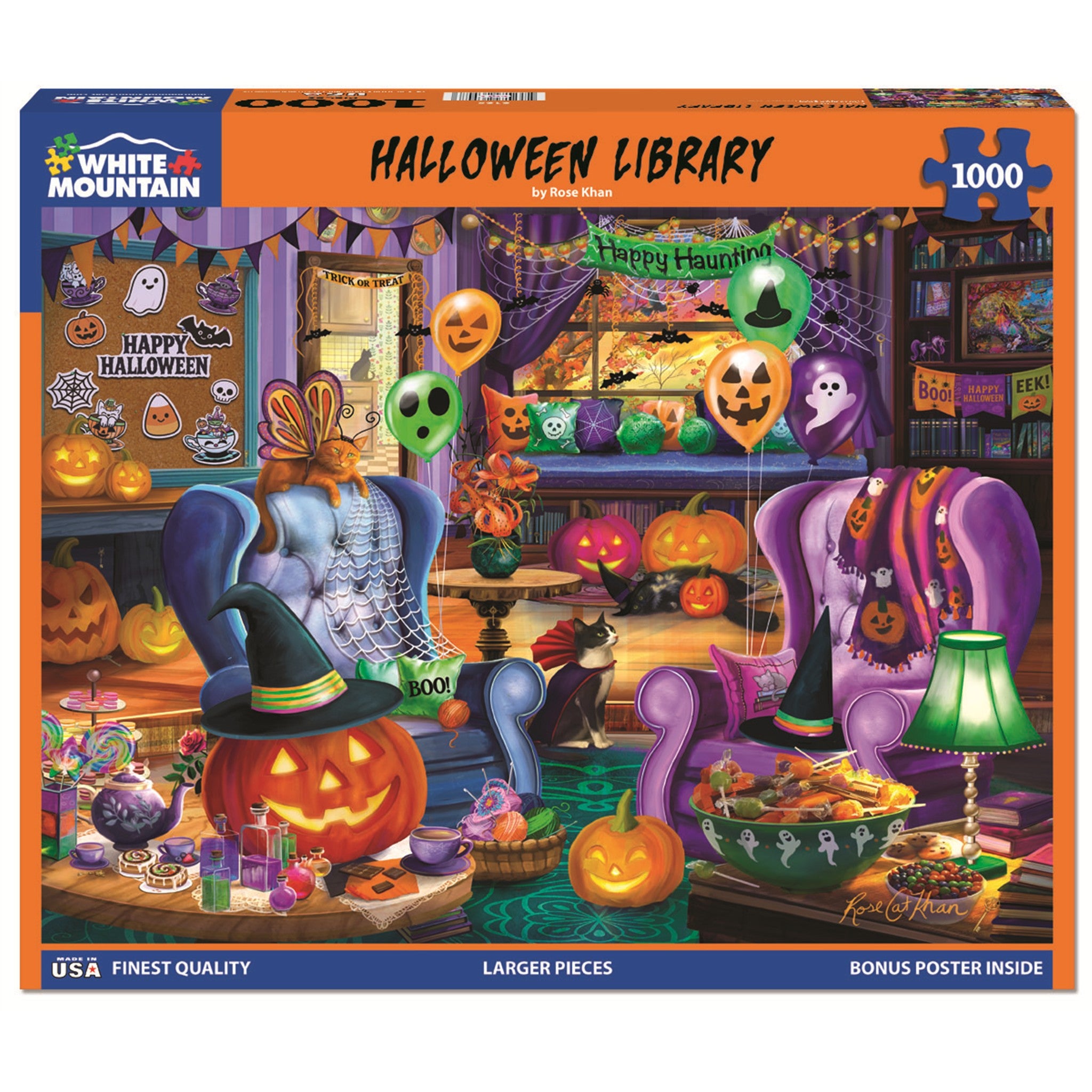 White Mountain Puzzles Halloween Library 1000 Piece Puzzle