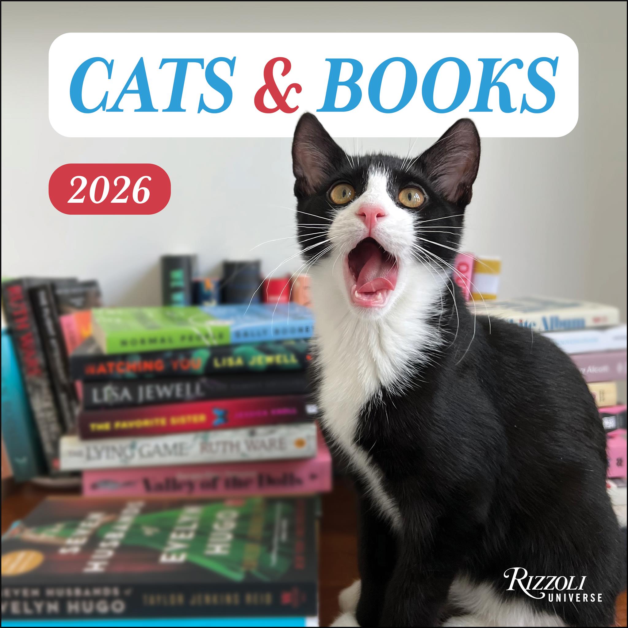 Cats And Books 2026 Wall Calendar
