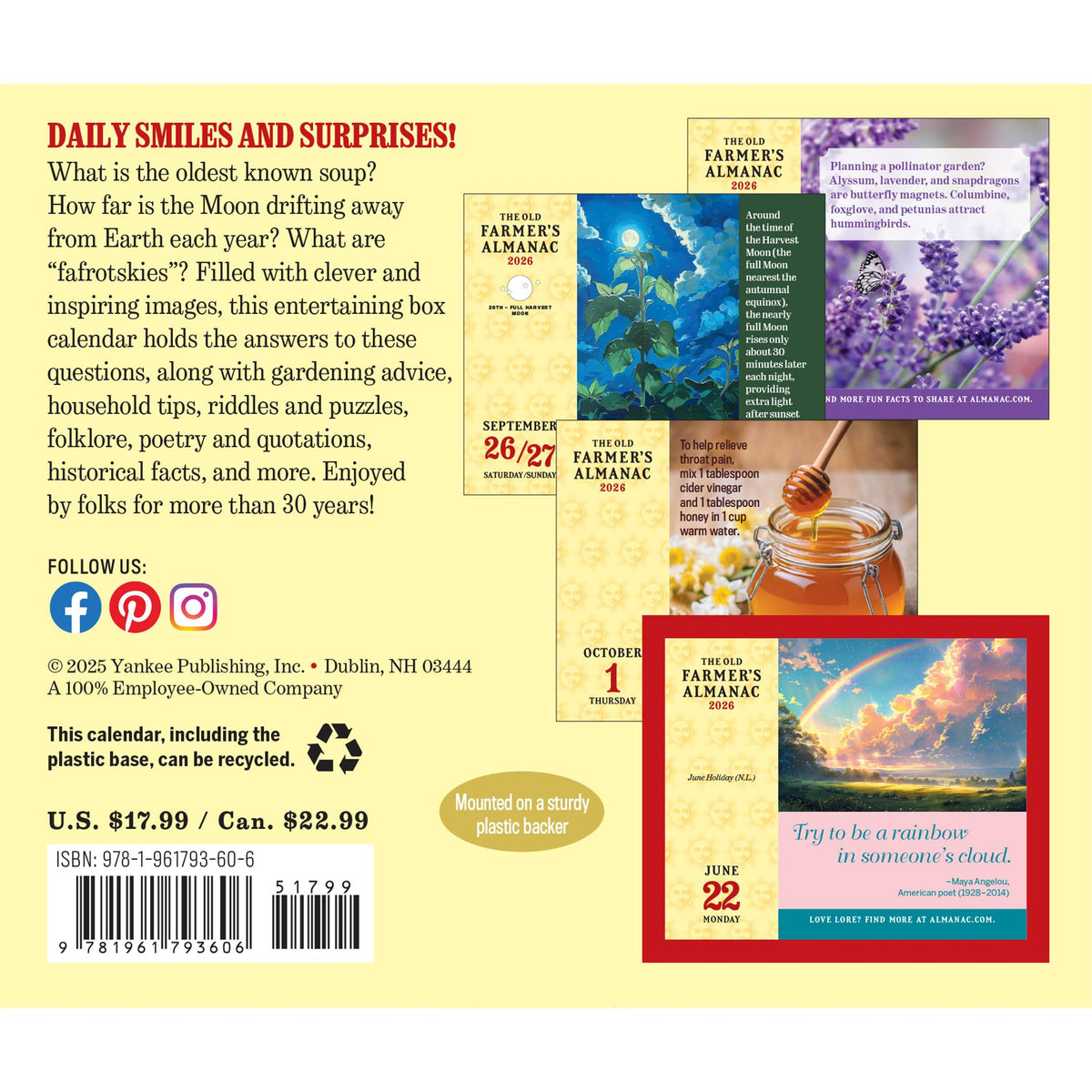 Old Farmers Almanac Everyday 2026 Box Calendar
