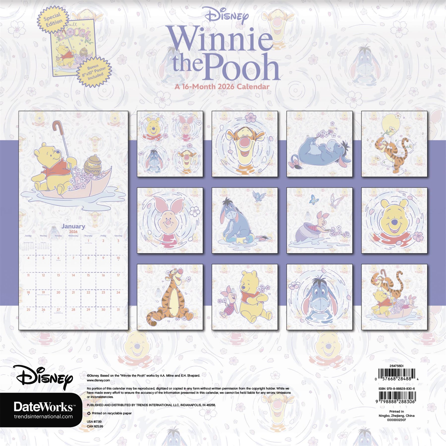 Winnie The Pooh Exclusive with Print 2026 Deluxe Wall Calendar