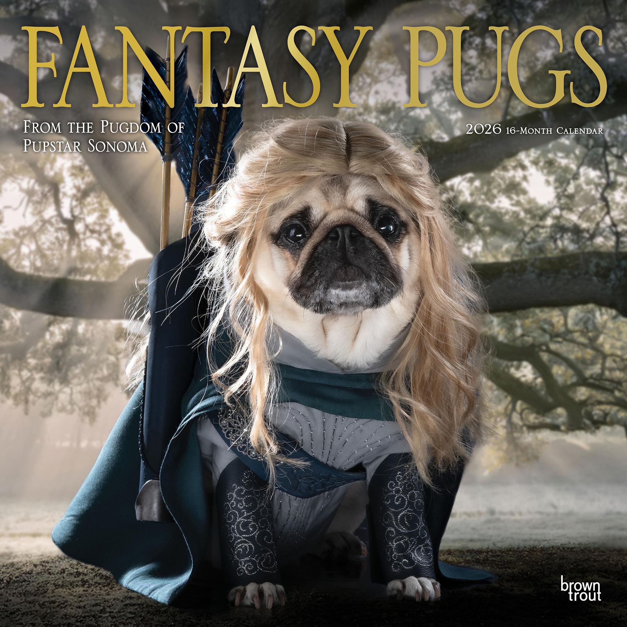 Fantasy Pugs 2026 Wall Calendar