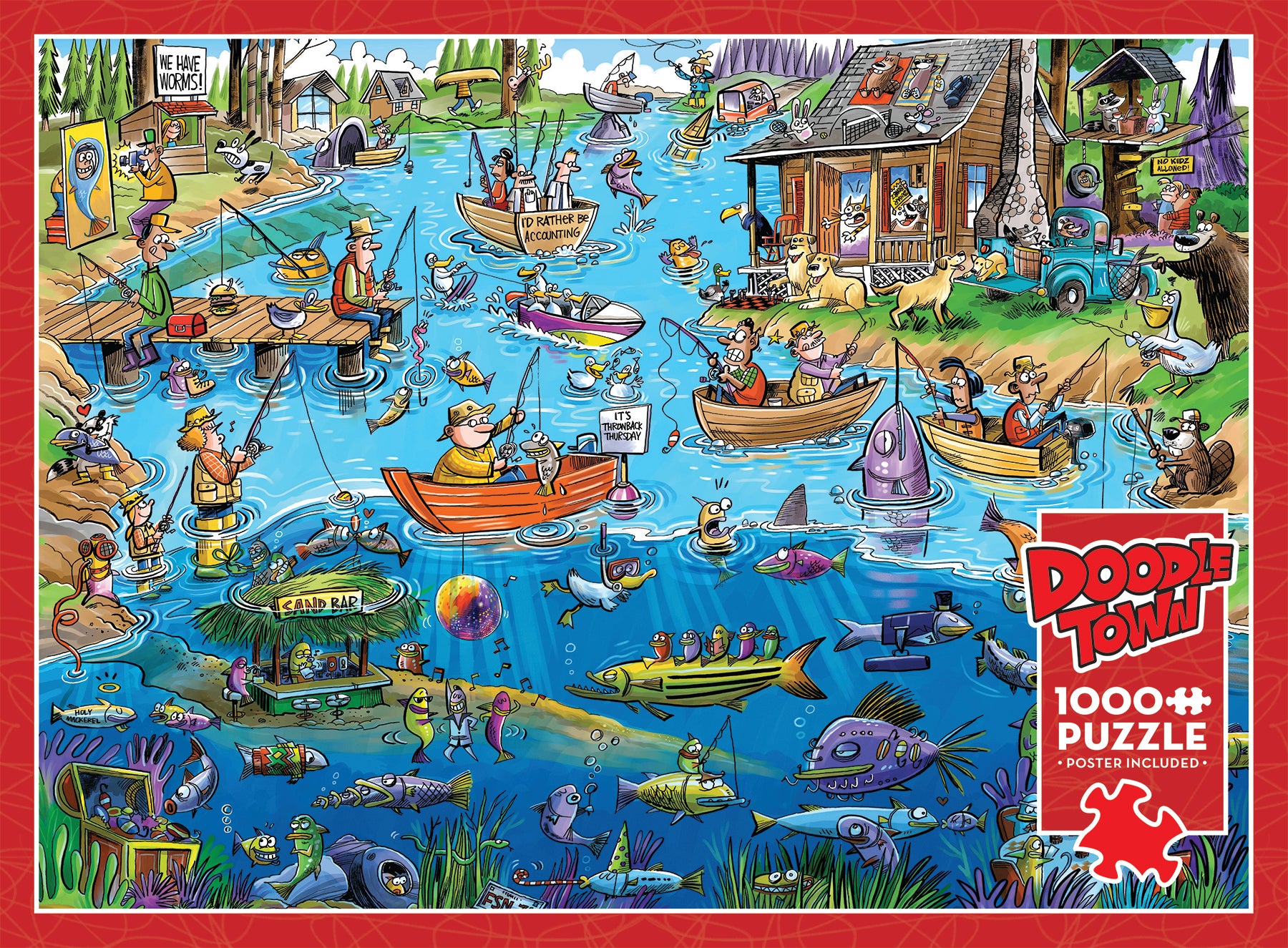 625012445030 DoodleTown Gone Fishing 1000 Piece Puzzle Cobble Hill ...